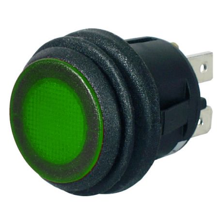 Green LED On/Off Round Rocker Switch - 24V