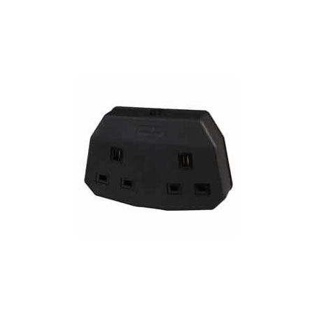 13A 2 Way Black Rubber Socket