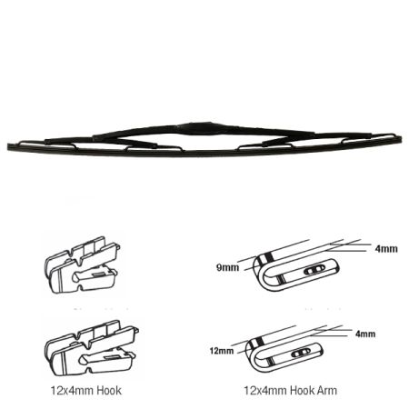 Heavy-Duty 28" 700mm Wiper Blade - Washer Nozzle & Hook Fitting