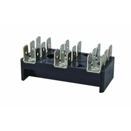 3 x 6-Way Bus Bar with 6.3mm Common Plated Brass Blade Terminals - 25A