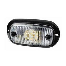 Clear LED Front Marker Lamp with Reflex Reflector and Leads - 12V