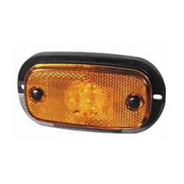 Amber LED Side Marker Lamp with Reflex Reflector and Leads - 12V