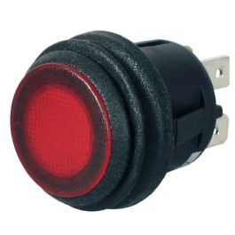 Red LED On/Off Round Rocker Switch - 12/24V